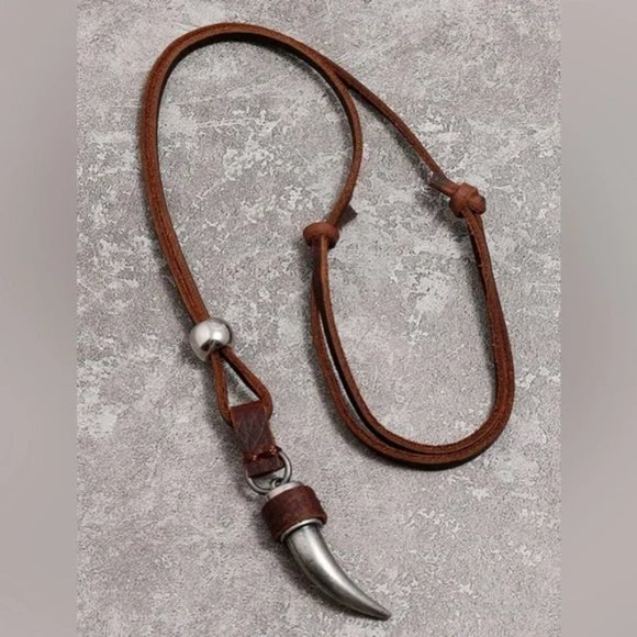 Hand Crafted | Accessories | Mens Boho Brown Leather Silver Faux ...